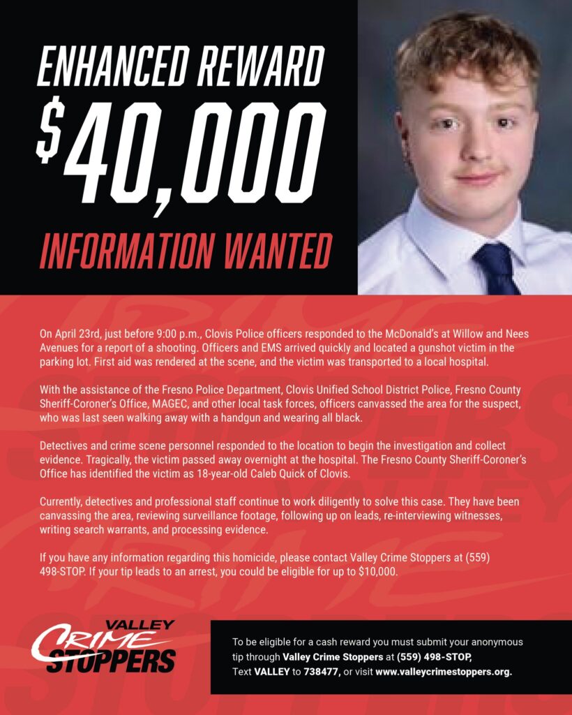 Clovis Police Confirm Seizure of Suspected Getaway Car in Caleb Quick ...