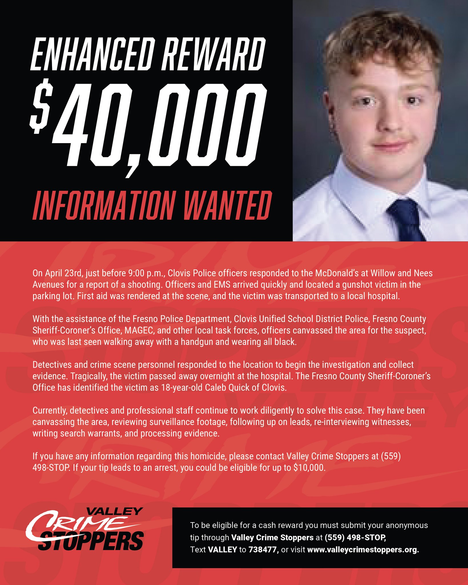 Clovis Police Confirm Seizure of Suspected Getaway Car in Caleb Quick ...